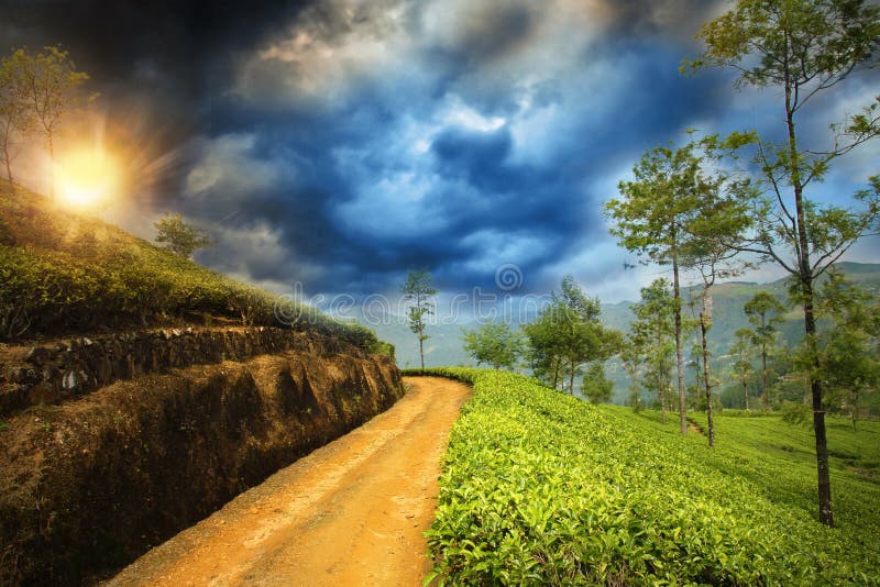 Dramatic Sunset in Countryside Stock Photo - Image of rays, outdoor ...