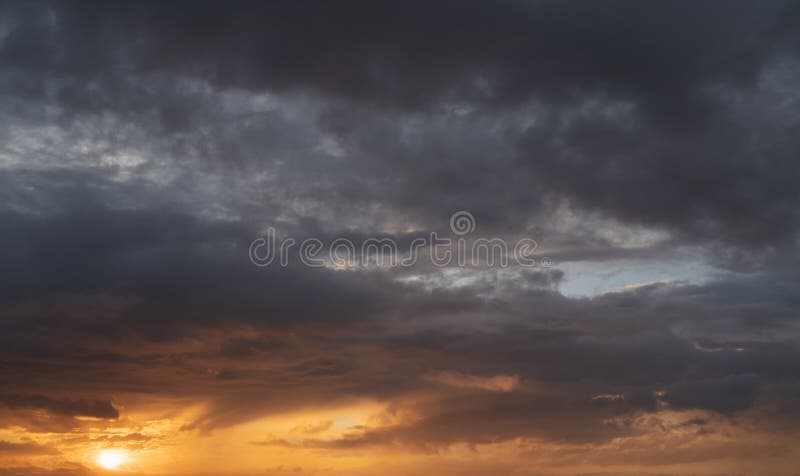 Dramatic Sunset with Dark Stormy Clouds Stock Image - Image of beauty ...