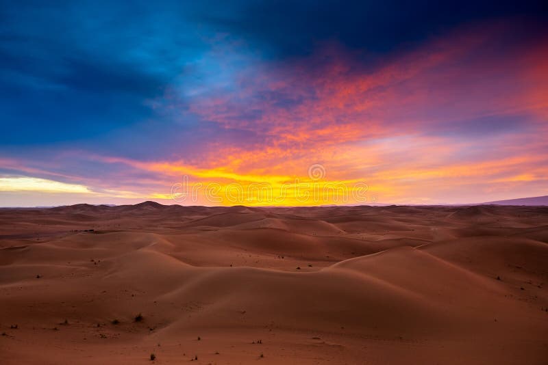 Dramatic sunset in desert stock image. Image of nature - 113301231
