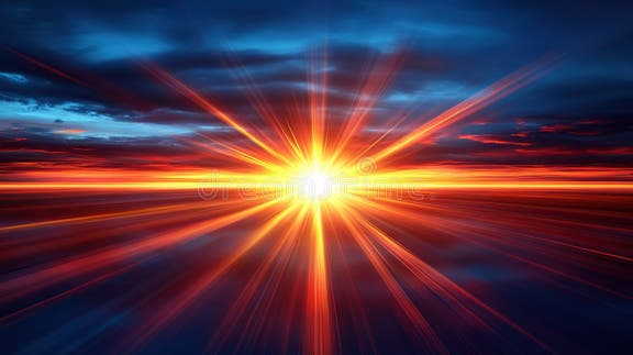 Dramatic Sunset Explosion of Light Stock Illustration - Illustration of ...