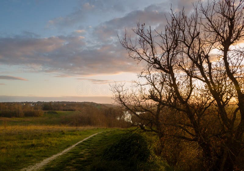 Calming Spring Scene with a Peaceful Sunset in a Variety of Colors ...