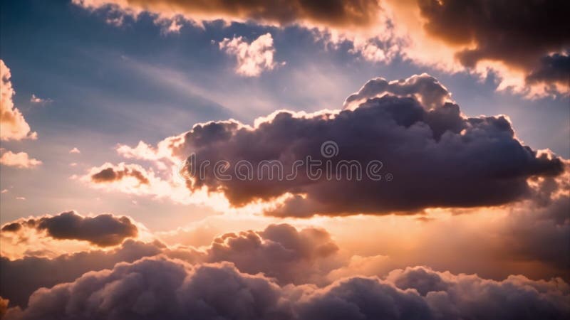Dramatic Sunset with Golden Rays Shining through Clouds Stock Footage ...