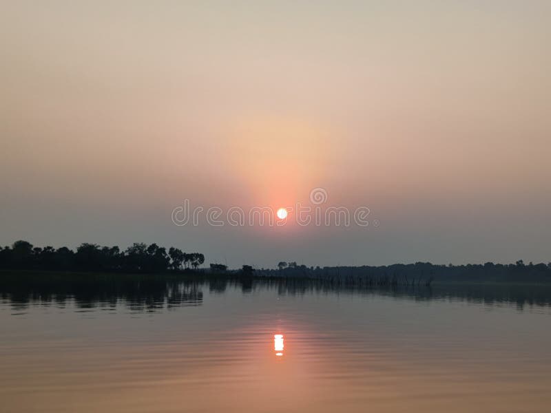 Beautiful Setting Sun and Blue Sky Stock Image - Image of green ...