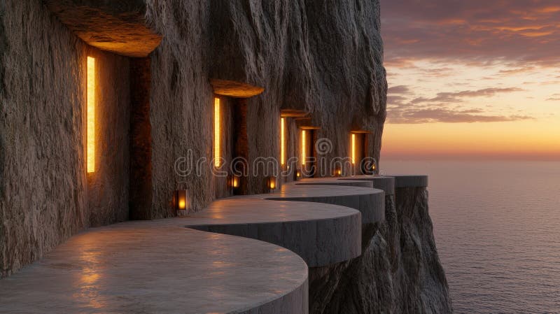 Dramatic Sunset Lighting Illuminates a Modern Architectural Design ...