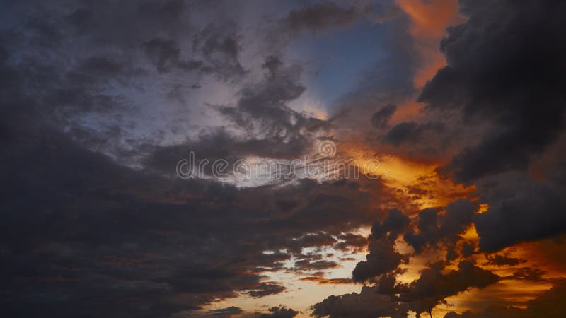Dramatic Sunset Like Fire in the Sky with Golden Clouds Stock Image ...