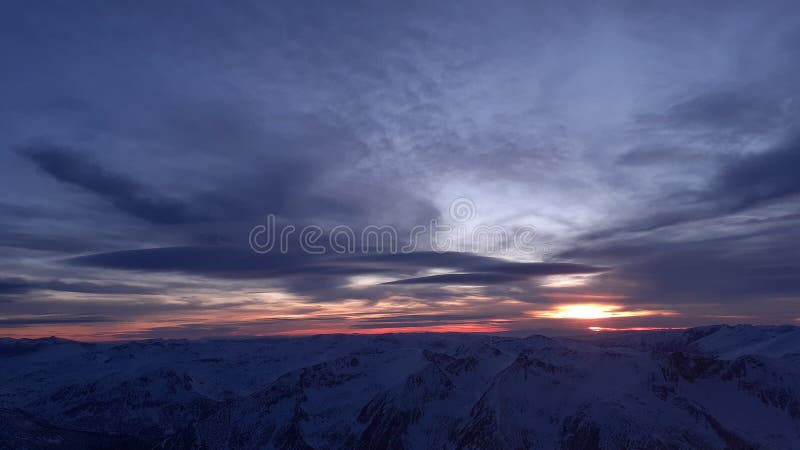 Dramatic Sunset in the Mountain. Cloudy Sky at Sunset Stock Image ...