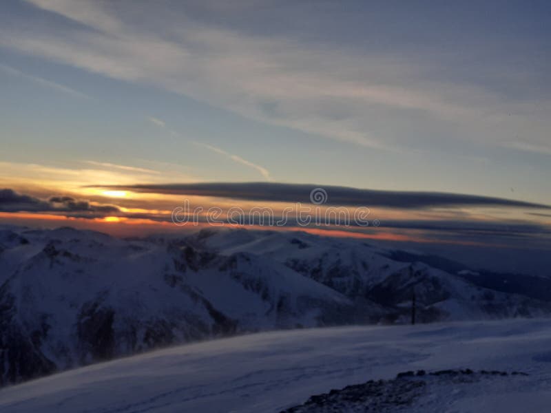 Dramatic Sunset in the Mountain. Cloudy Sky at Sunset Stock Image ...