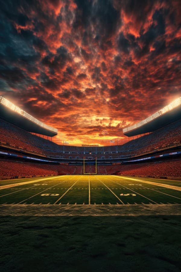 Dramatic Sunset Over an American Football Stadium Stock Illustration ...