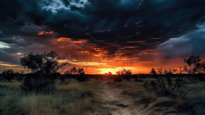 Dramatic Sunset Over a Dirt Road in the Australian Outback - Made with ...