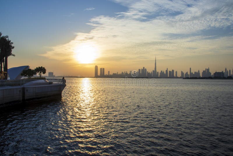 Dramatic Sunset Over a Dubai City. UAE. Outdoors Editorial Photography ...