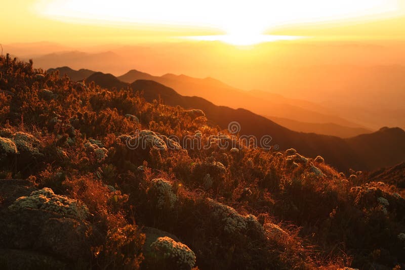 Dramatic Sunset Over the High Hills Stock Image - Image of landscape ...