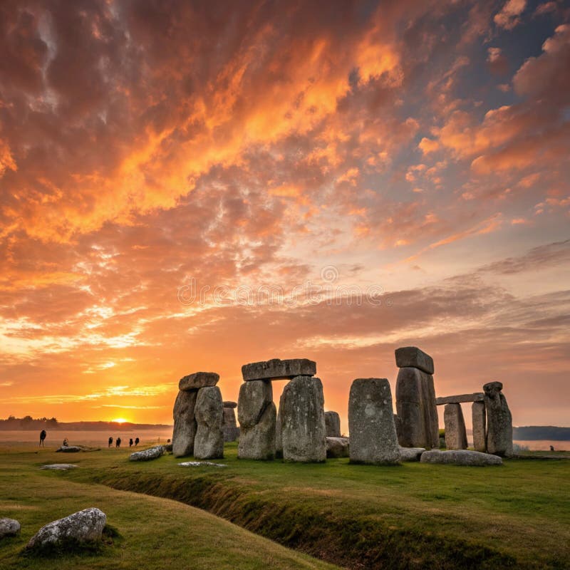 Stonehenge Sunset in England Stock Illustration - Illustration of ...