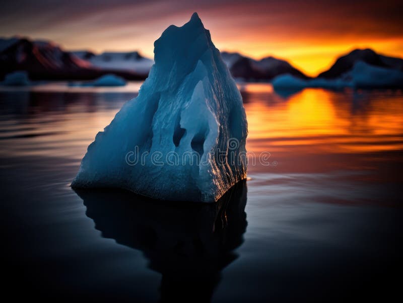 Dramatic Sunset Over Icy Mountain Peak Stock Illustration ...