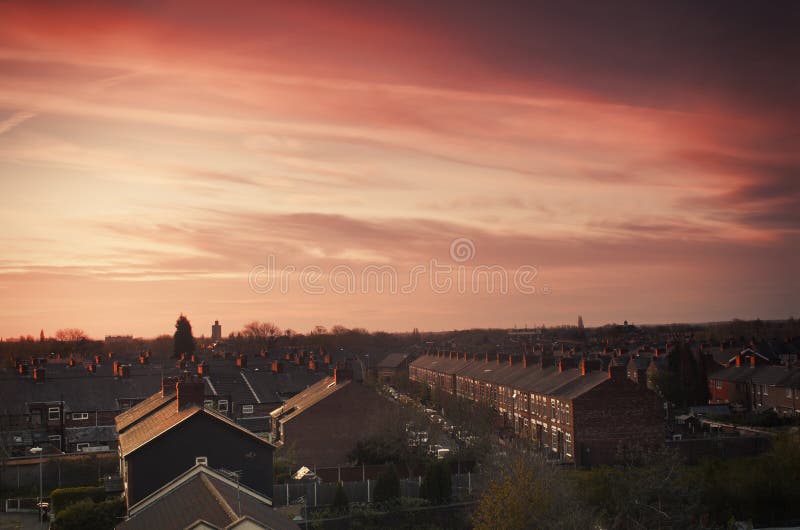 Dramatic Sunset Over Manchester, England, Europe. Stock Image - Image ...