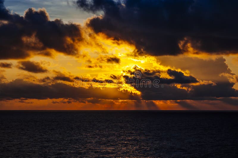 Dramatic Sunset Over the Ocean Stock Image - Image of sunset, cloud ...