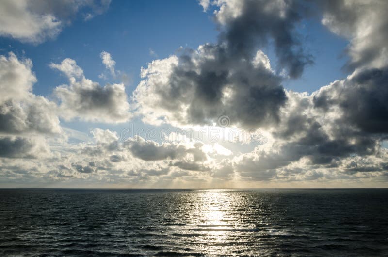 Dramatic Sunset Over the Open Ocean Stock Image - Image of sylt ...