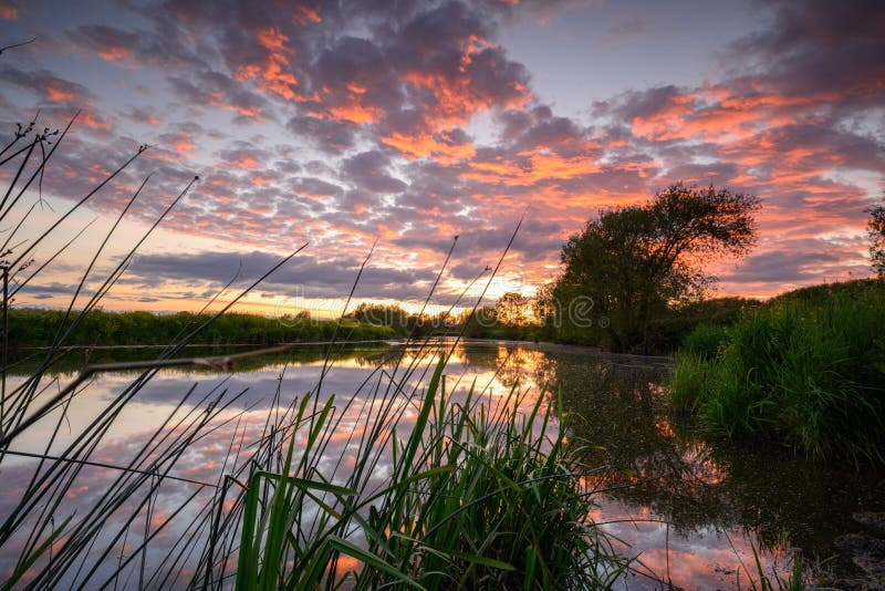 Dramatic Sunset Over the River Avon Stock Image - Image of nature ...