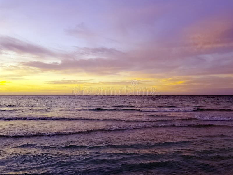 Dramatic Sunset Over the Water on Cuban Beach Stock Photo - Image of ...