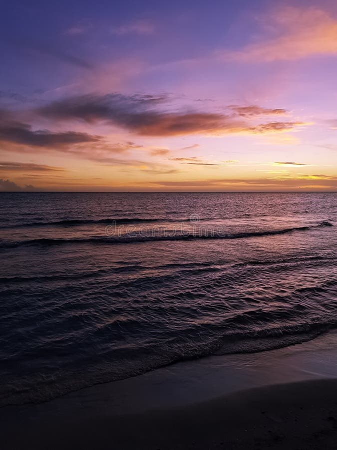 Dramatic Sunset Over the Water on Cuban Beach Stock Photo - Image of ...