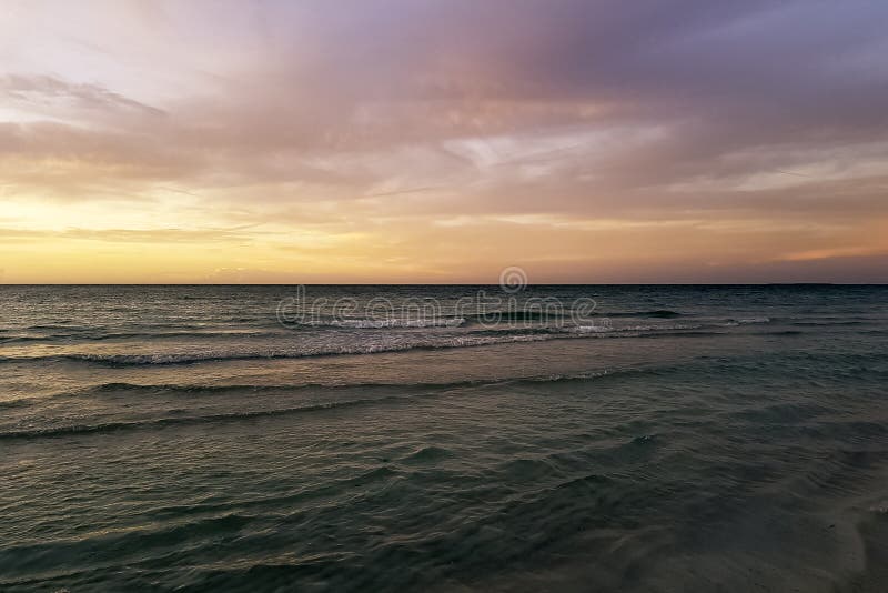 Dramatic Sunset Over the Water on Cuban Beach Stock Image - Image of ...