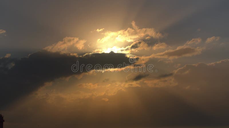 Dramatic Sunset Over Wet Roof with Dynamic Light Transitions Stock ...