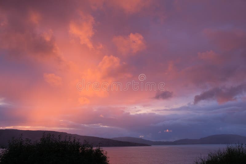 Dramatic Sunset Red and Purple Stock Photo - Image of rainstorm, heavy ...