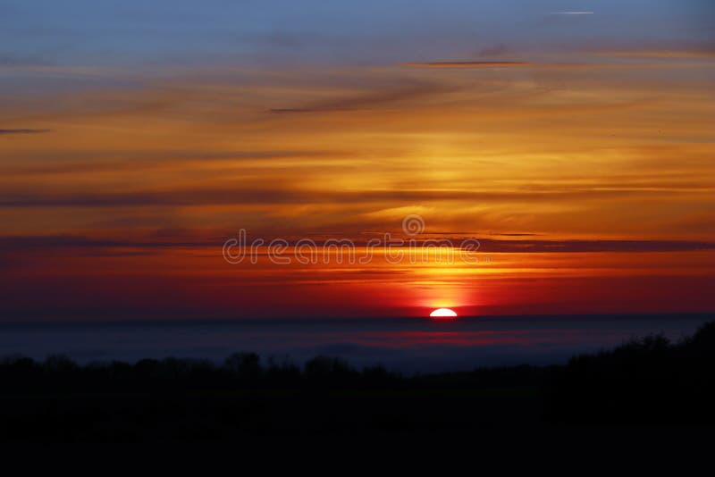 Dramatic Sunset with Reddish and Golden Colors Stock Photo - Image of ...