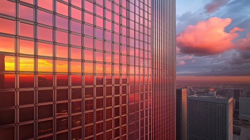 Dramatic Sunset Reflected on the Skyscraper Windows. Modern ...
