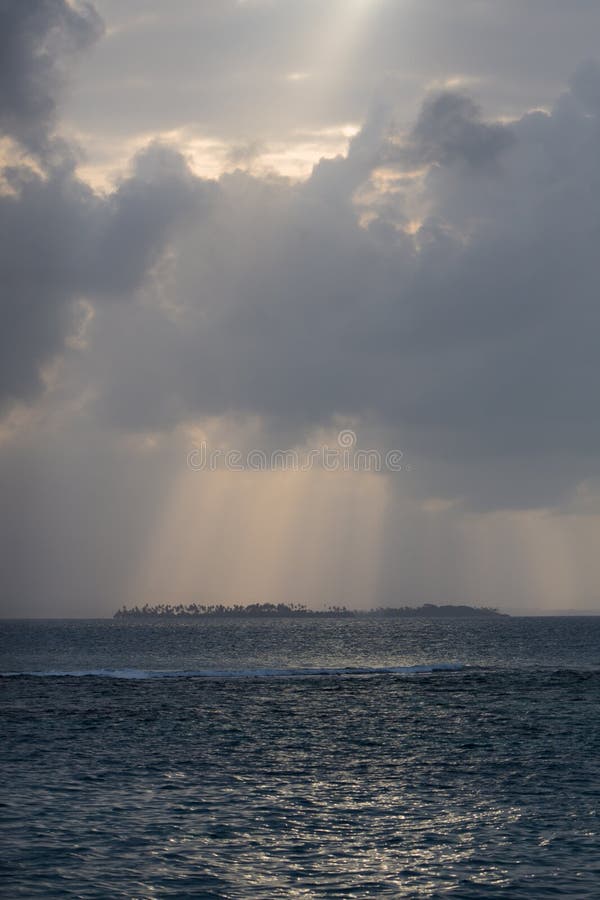 Dramatic Sunset on a Remote Paradisiac Island Stock Photo - Image of ...