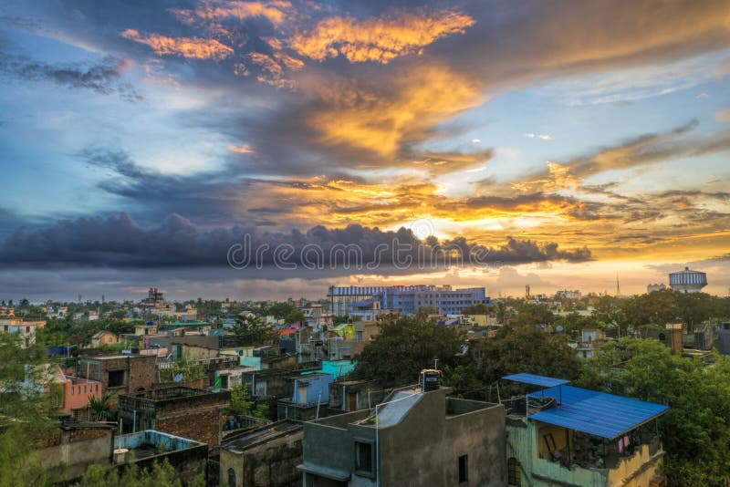Dramatic Sunset from Rooftop of a Building Stock Photo - Image of ...