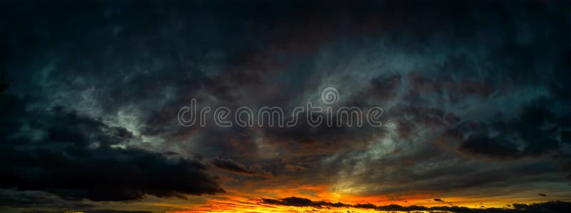 Dramatic Sunset Scene of the Dark Overcast Sky. Fantastic View of ...