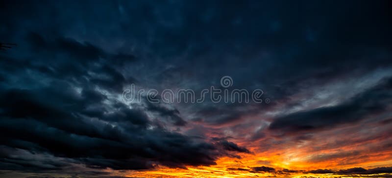 Dramatic Sunset Scene of the Dark Overcast Sky. Fantastic View of ...