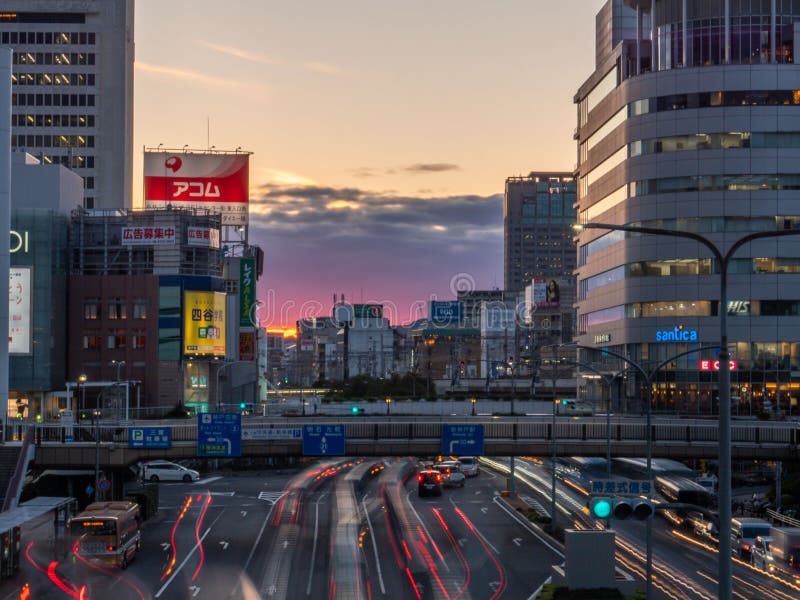 Sunset Scene in Evening at Kobe City, Japan Editorial Image - Image of ...