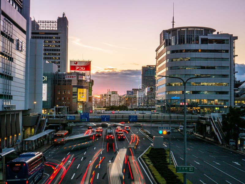 Sunset Scene in Evening at Kobe City, Japan Editorial Stock Photo ...