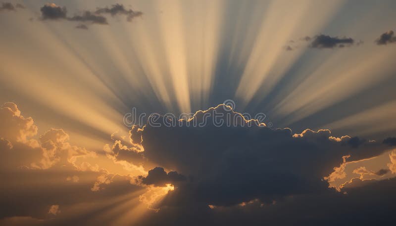Dramatic Sunset with Crepuscular Rays and Dark Cloud Formation Stock ...