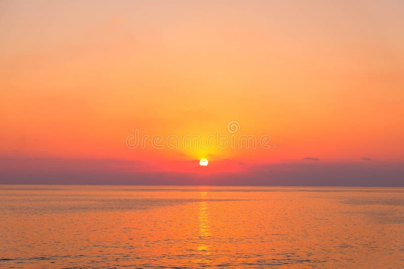 Dramatic Sunset on Sea Wit Sun Reflection on Water Stock Photo - Image ...
