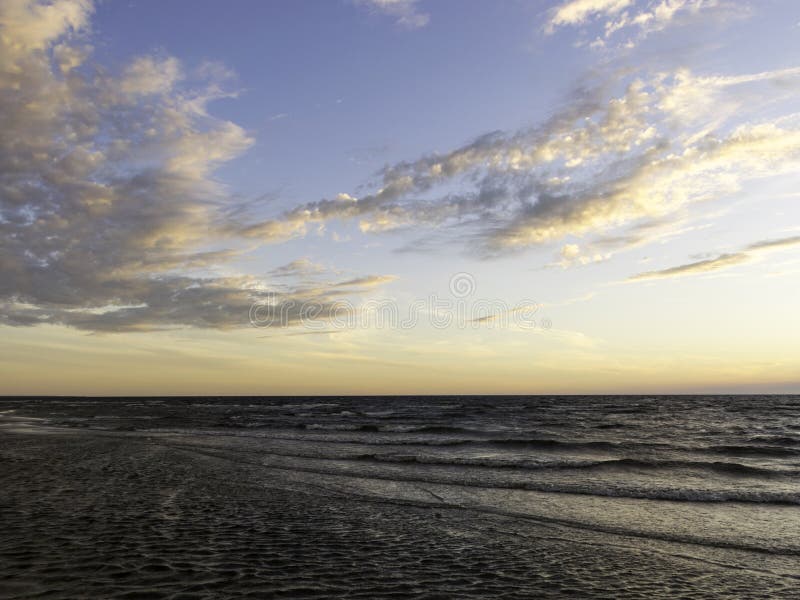 Dramatic Sunset, Seashore, Strong Winds and Blurred Waves, Stock Image ...