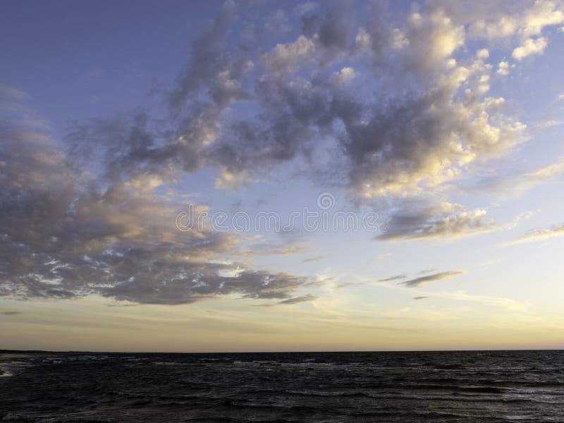 Dramatic Sunset, Seashore, Strong Winds and Blurred Waves, Stock Image ...