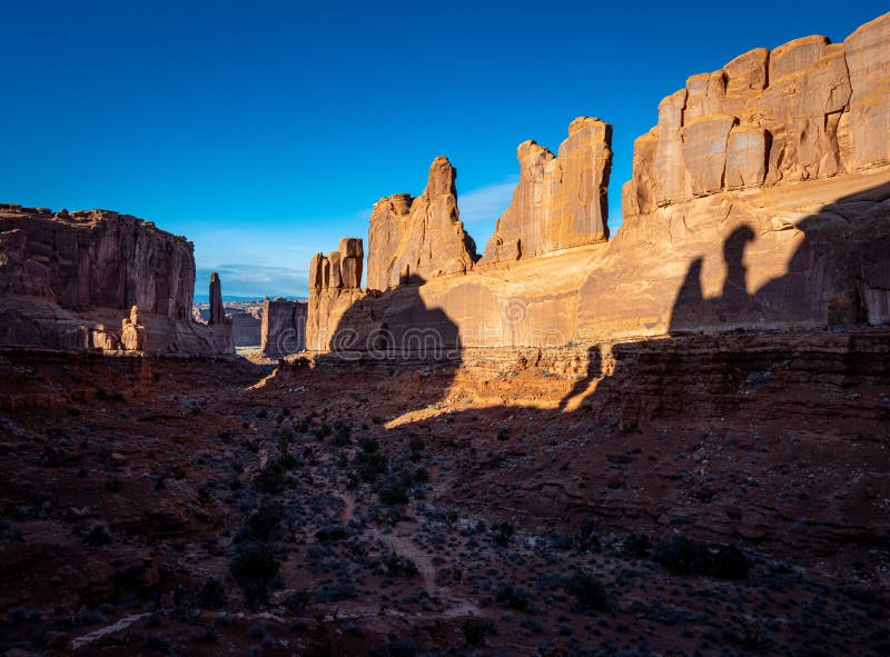 Dramatic Sunset Shadows Park Avenue Trail Arches National Park Stock ...