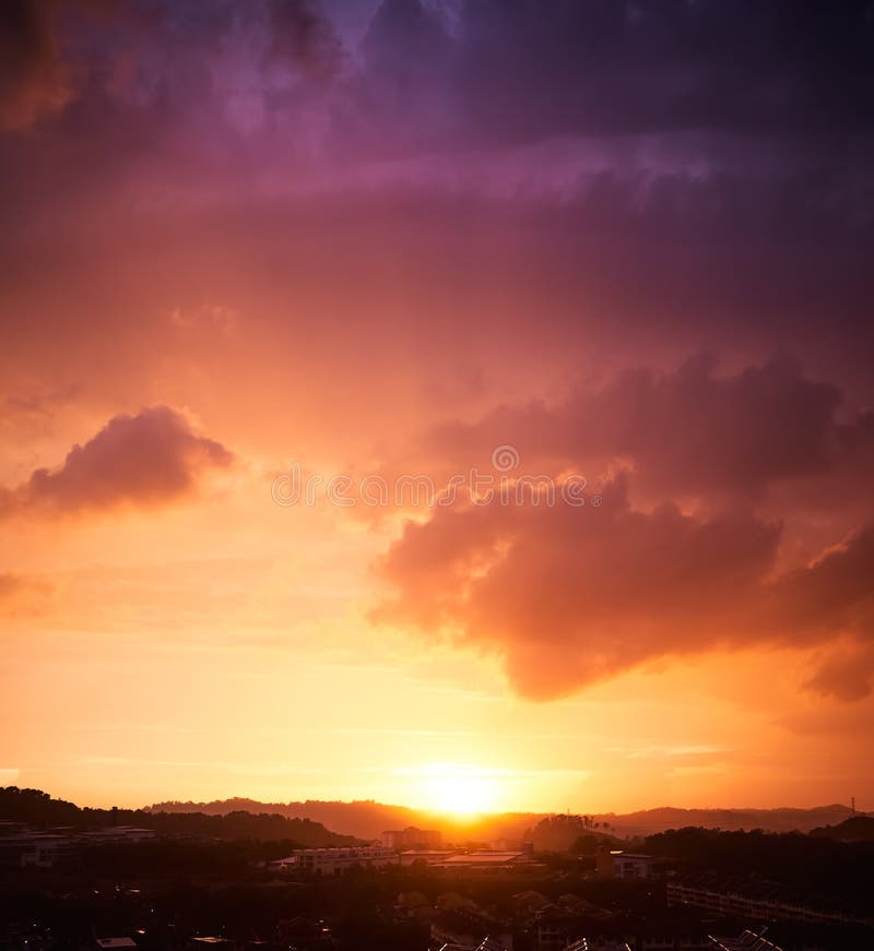 Dramatic Sunset Sky Background Editorial Stock Image - Image of ...