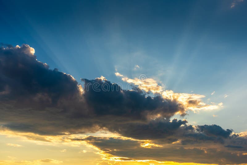 Dramatic Sunset Sky with Beautiful Color Sun Light and Cloudy Sky Stock ...