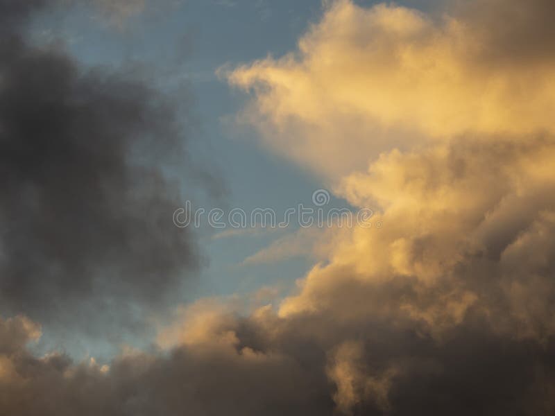 Dramatic Sunset Sky with Blue and Warm Orange Color. Background for ...