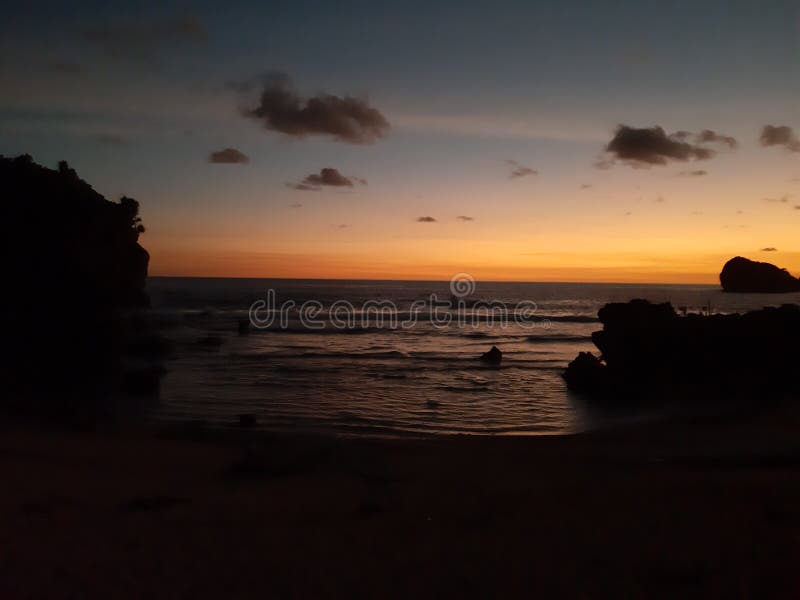 Dramatic Sunset Sky with Clouds. Beautiful Golden Sunset Over the Sea ...