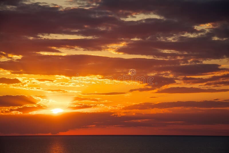 Dramatic Sunset Sky with Clouds. Breathtaking Sunset Stock Image - Image of ocean, beach: 267972675