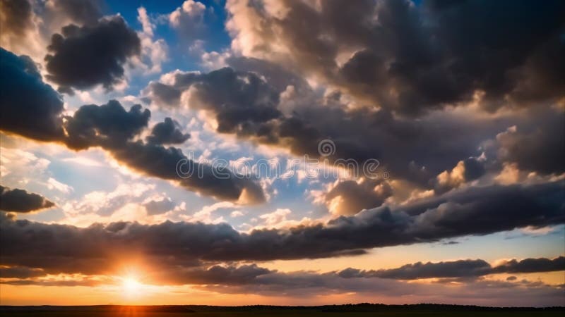 Dramatic Sunset Sky with Clouds Stock Video - Video of display, beauty ...