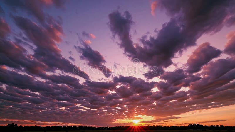 Dramatic Sunset Sky with Dark Clouds Over Horizon, Nature Landscape ...