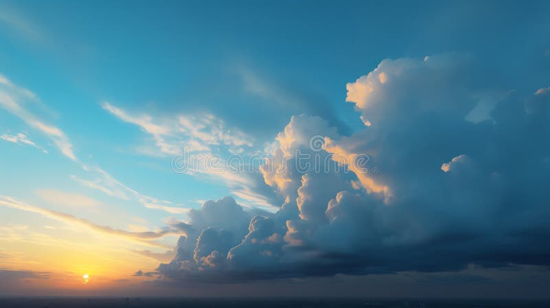 Dramatic Sunset Sky with Massive Cumulus Cloudscape at Golden Hour ...