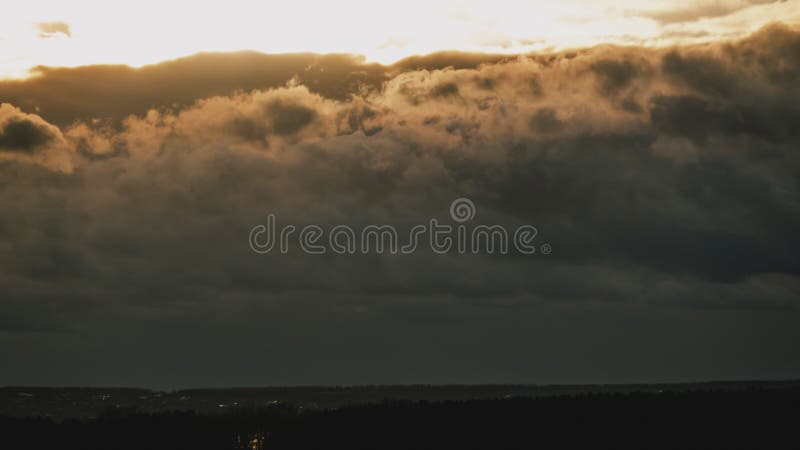 Dramatic Sunset in the Sky through Orange Layered Cumulus Clouds ...