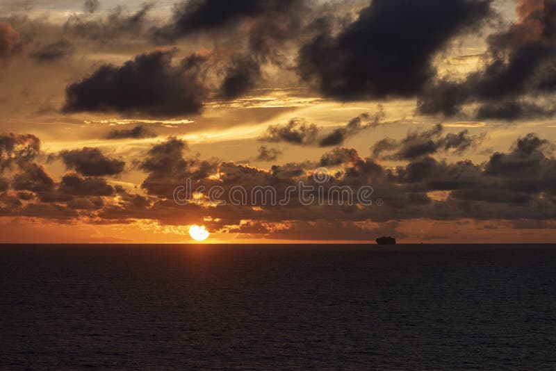 Dramatic Sunset Sky Over the Calm Ocean. Stock Image - Image of ...