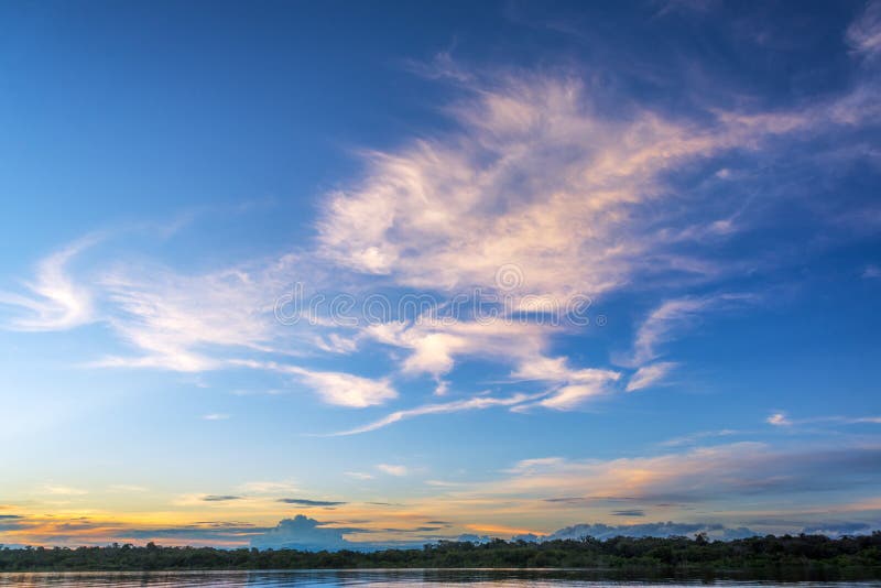 Dramatic Sunset Sky stock photo. Image of flooded, rainforest - 63467954